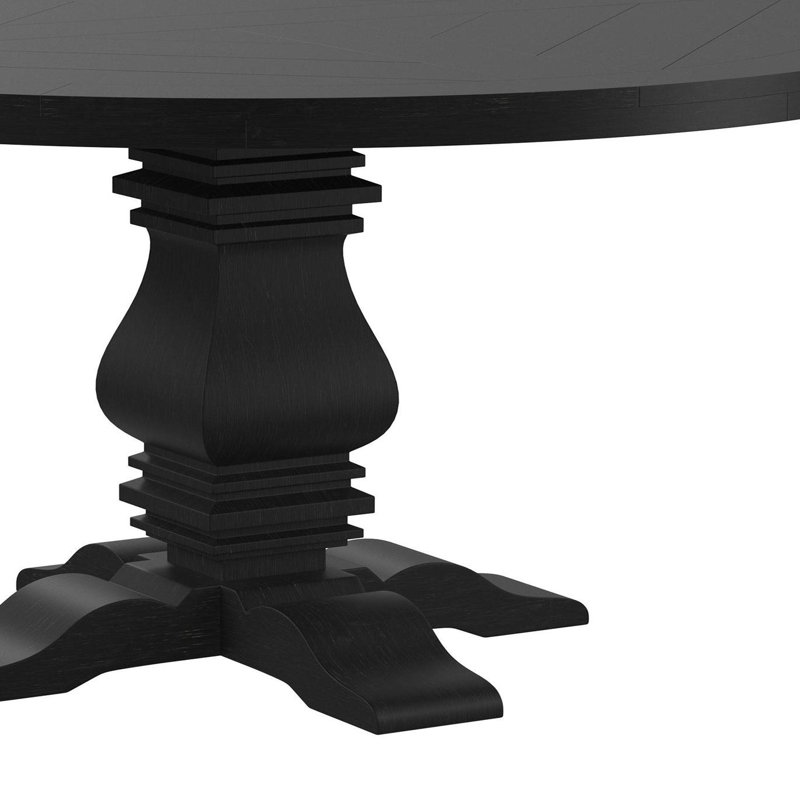 Canora Grey Round 60-inch Pedestal Base Dining Table Black | Wayfair