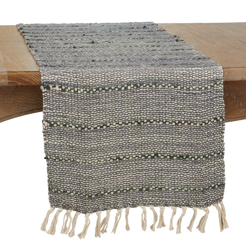 Saro Striped 100% Cotton Table Runner | Wayfair