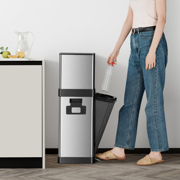 VonHaus Vertical Bins Step On Multi-Compartment Rubbish & Recycling Bin ...