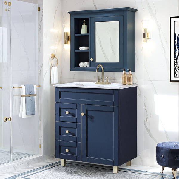 Mercer41 30" Modern Blue Freestanding Single Bathroom Vanity | Wayfair