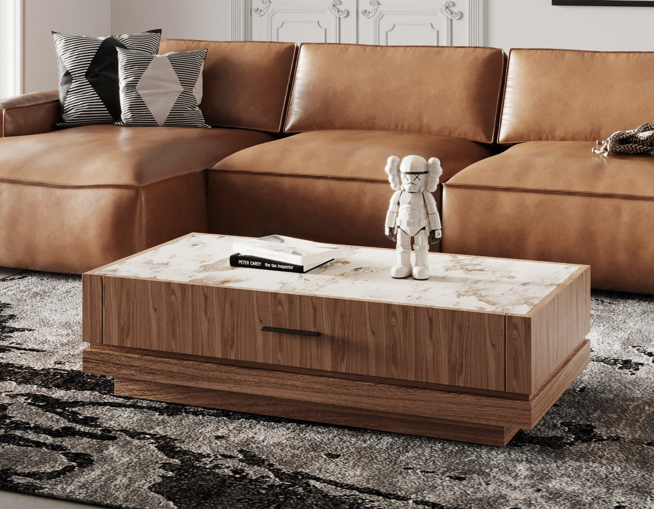Wade Logan® Britzel Modern Walnut Rectangular Coffee Table | Wayfair