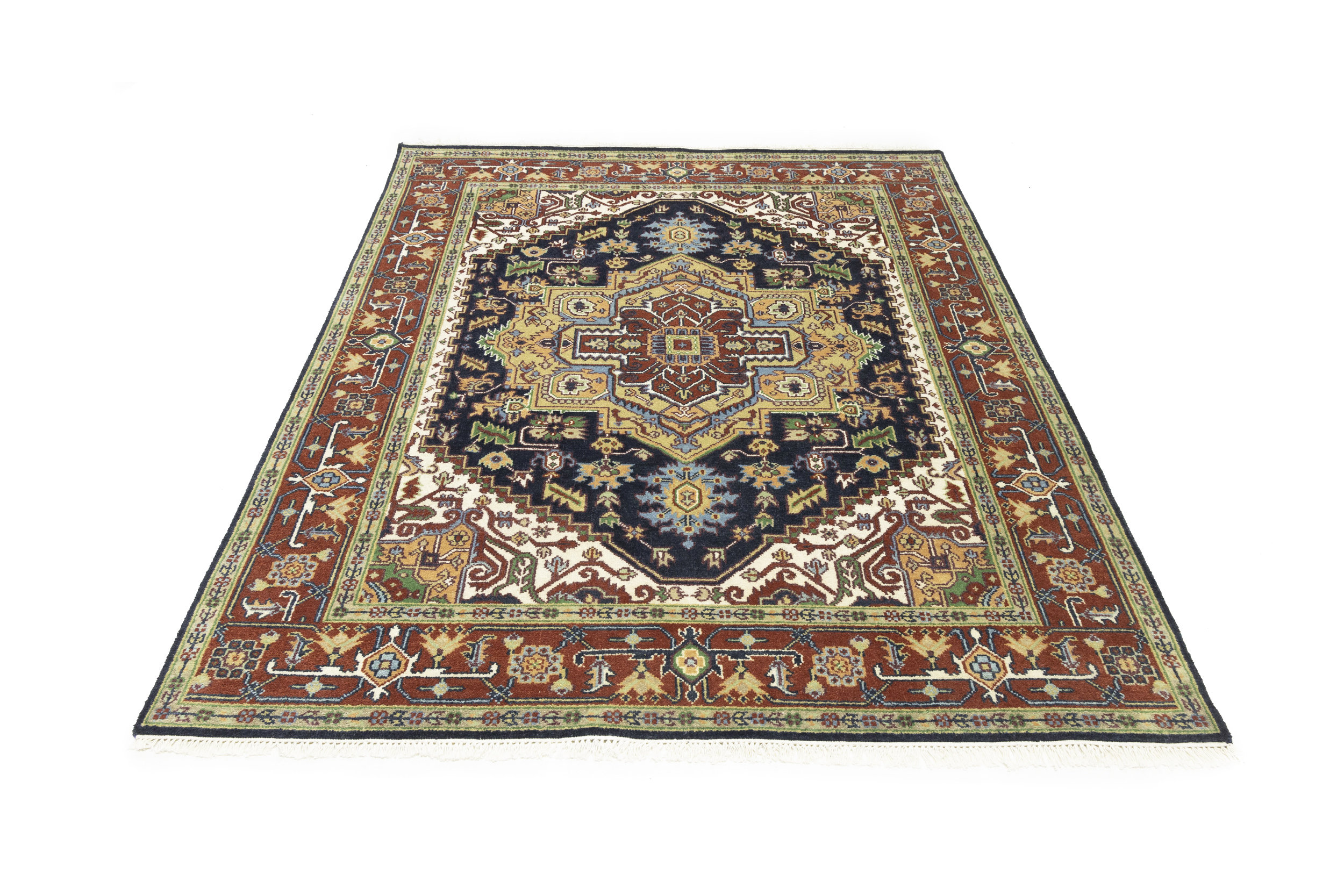 Canora Grey Shoua Oriental Rectangle Hand-Knotted Wool Area Rug Dark ...