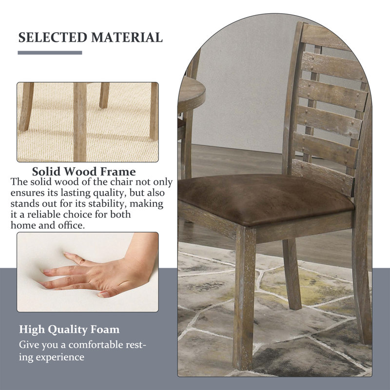 Red Barrel Studio® Rustic Distressed Solid Wood Dining Chairs (Set of 6 ...