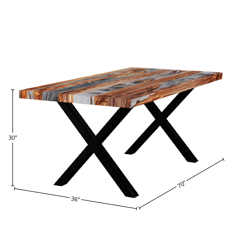 Union Rustic Grau 70" Straight Edge Acacia Dining Table & Reviews | Wayfair