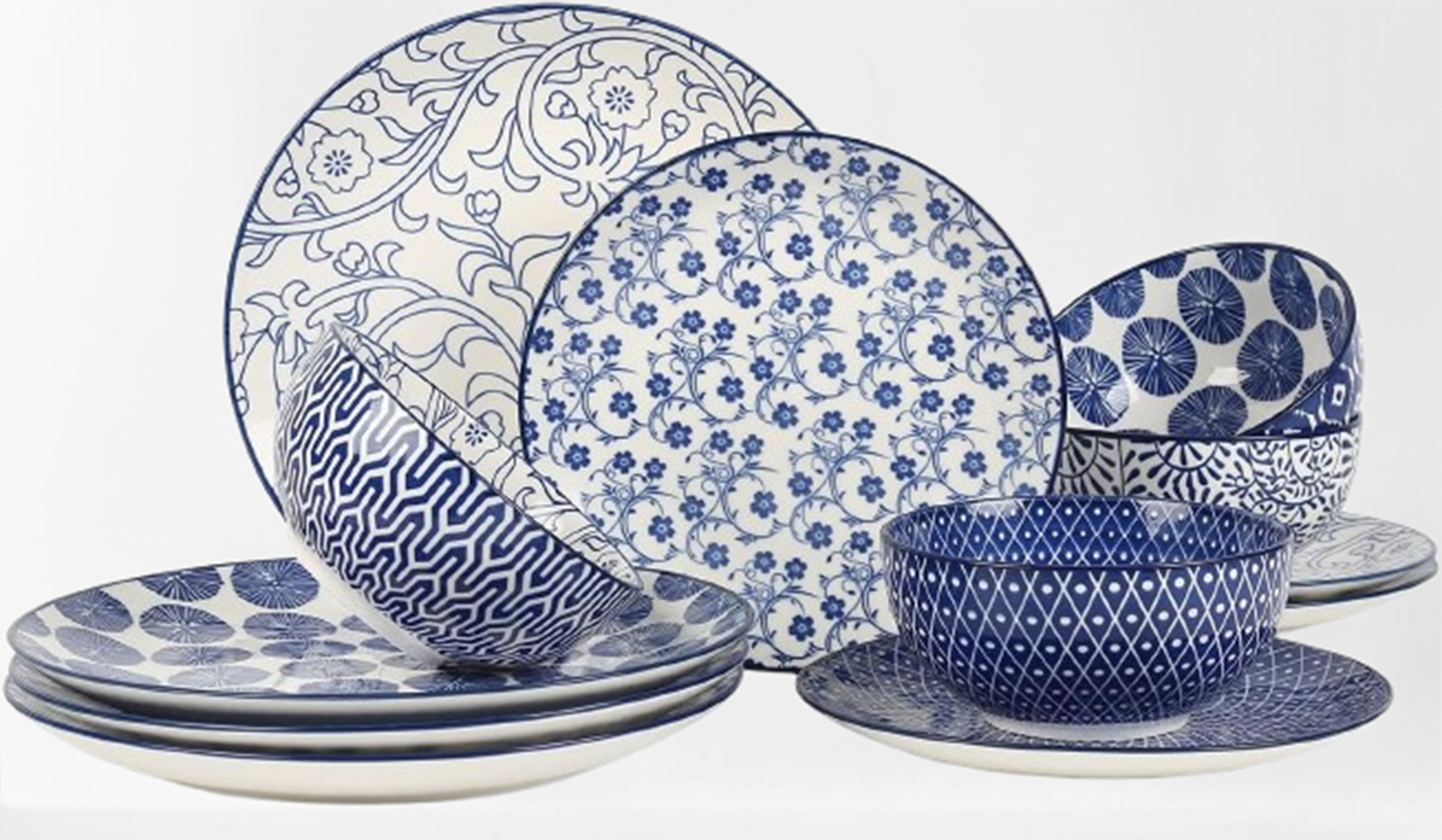Dakota Fields 12-piece dinnerware set, ceramic plate and bowl set ...