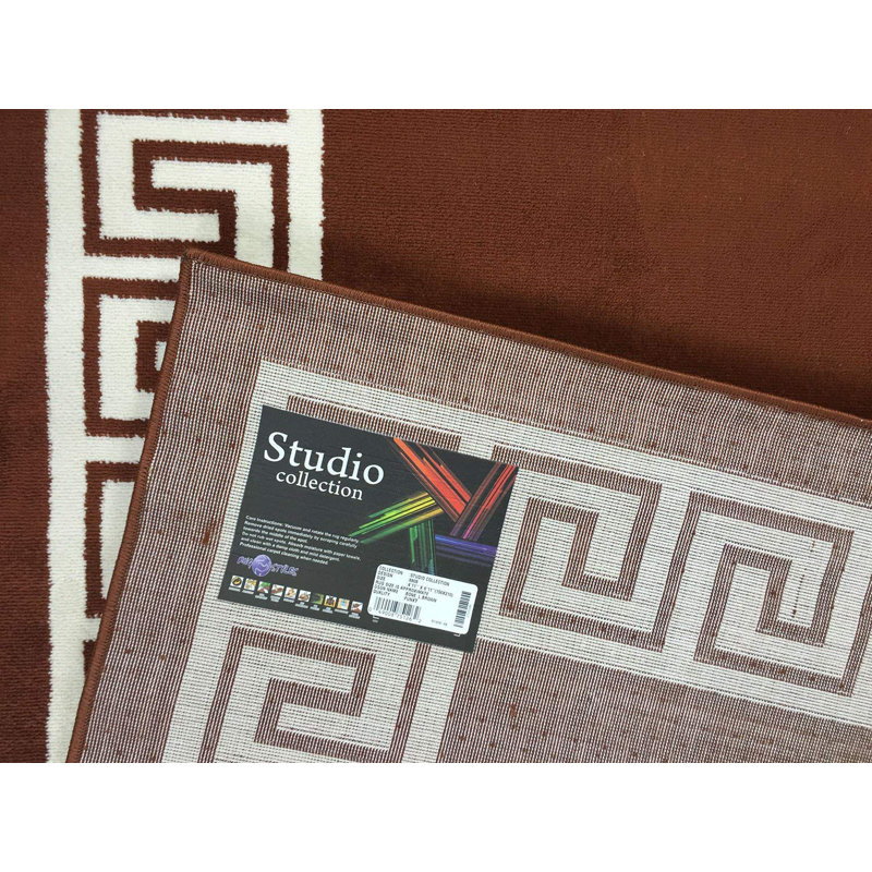 World Menagerie Greek Key Meander Bordered Area Rug | Wayfair