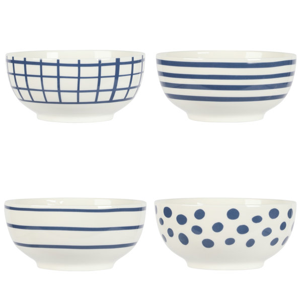 Gibson Home Seaboard Decorated White and Blue Porcelain Plates and ...