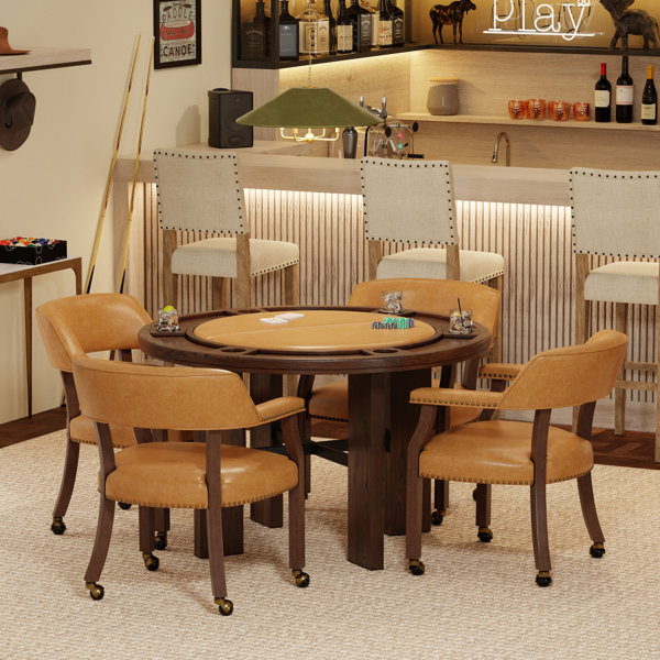 Breakwater Bay Amaiah 48" Dining and Poker Game Set with Four Chairs ...