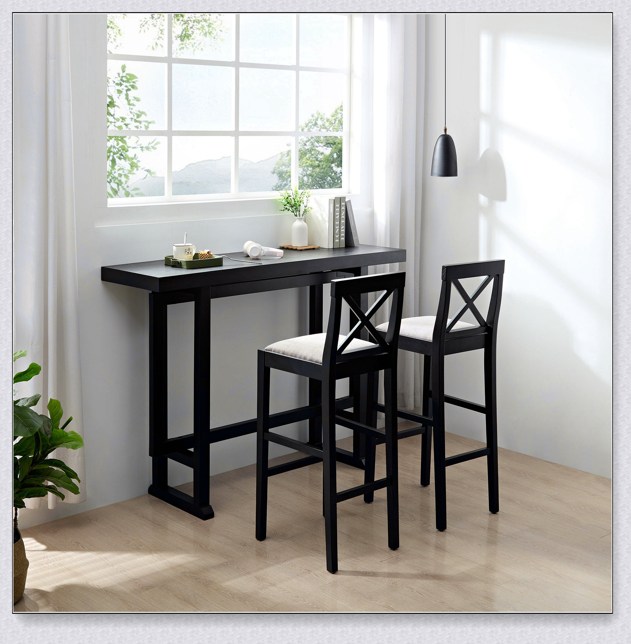 Gracie Oaks Bar Table,Bar Chair, Extra Long Entryway Table for Entryway ...