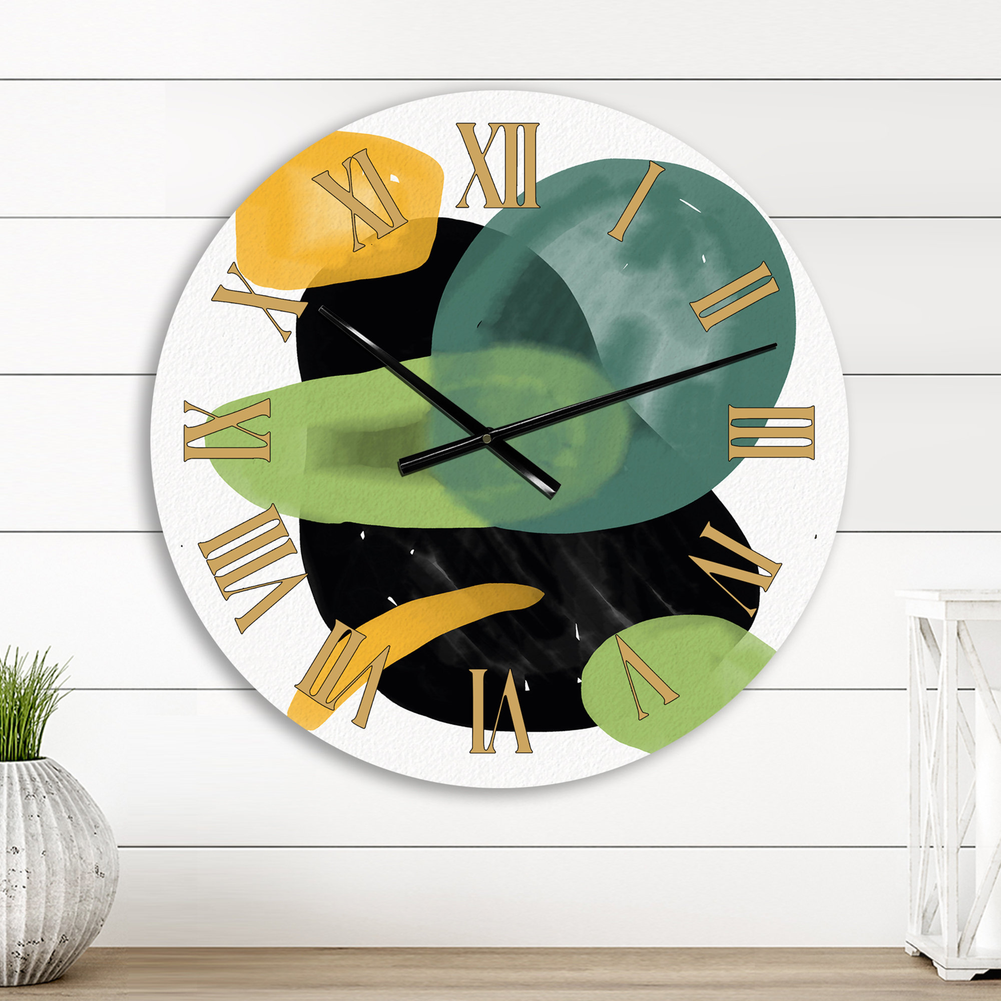 East Urban Home Abstract Shapes in Retro Gradients VI Wall Clock | Wayfair