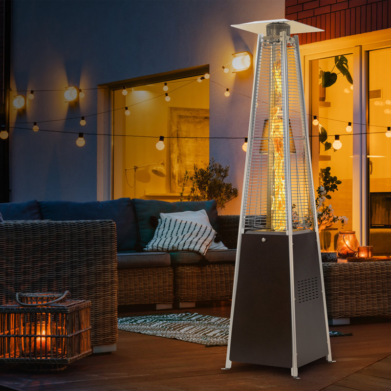 FOOWIN Pyramid Flame 48000 BTU Propane Standing Patio Heater & Reviews ...