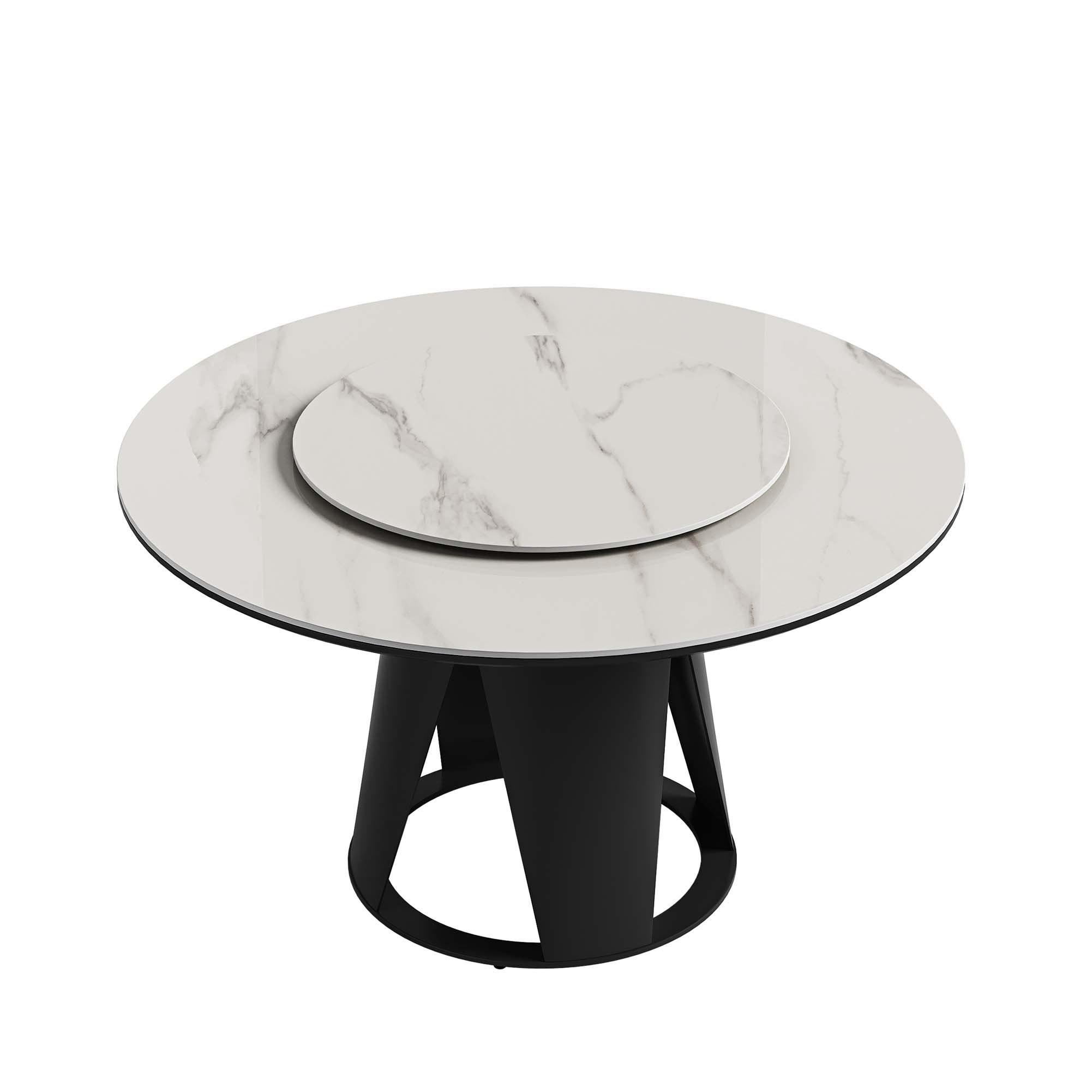 Hokku Designs Modern Sintered Stone Dining Table With Round Turntable ...