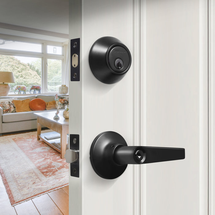 Premier Lock Complete Entry Lever Set with Single Cylinder Deadbolt ...