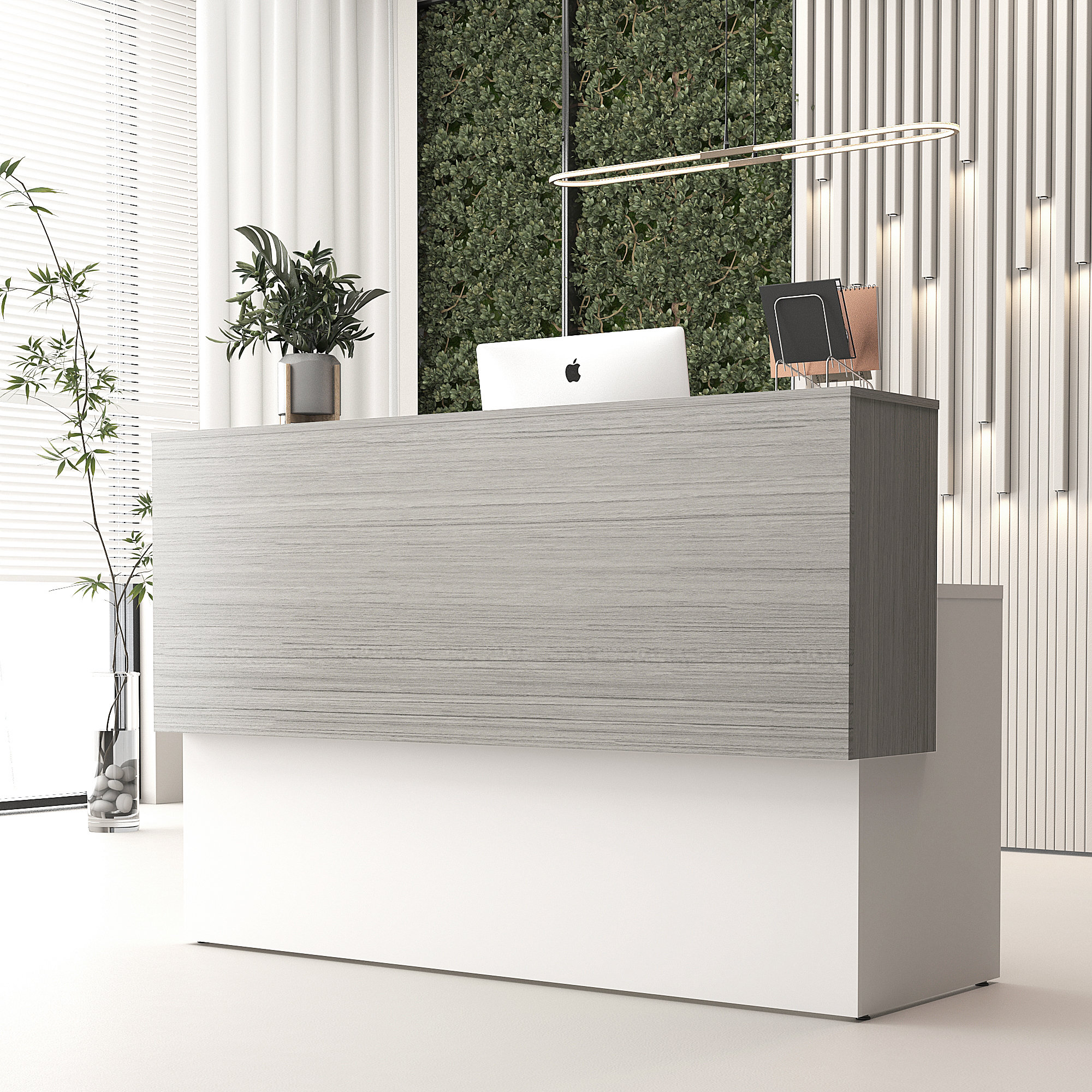 Inbox Zero Nitzan Modern Manufactured Wood Reception Desk With Open ...