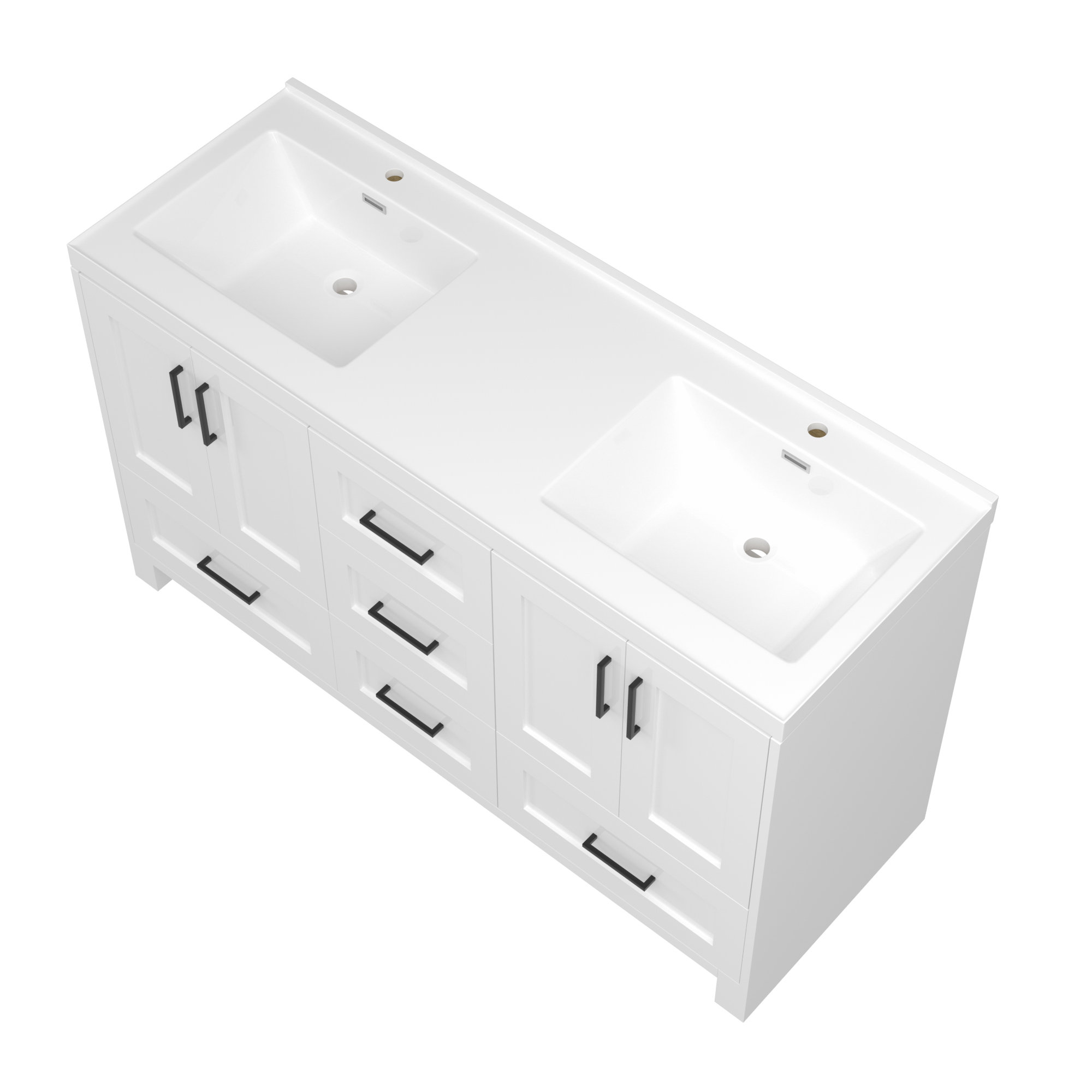 ZEAFIVE 60 Inch Freestanding Bathroom Vanity With Double Sink Combo Set ...