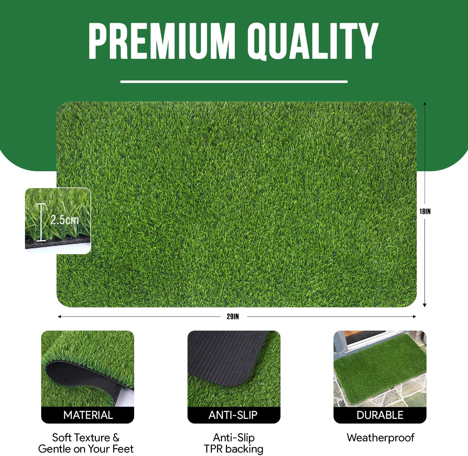 Arlmont & Co. Artificial Grass Door Mat - for Entryway Indoor/Outdoor ...