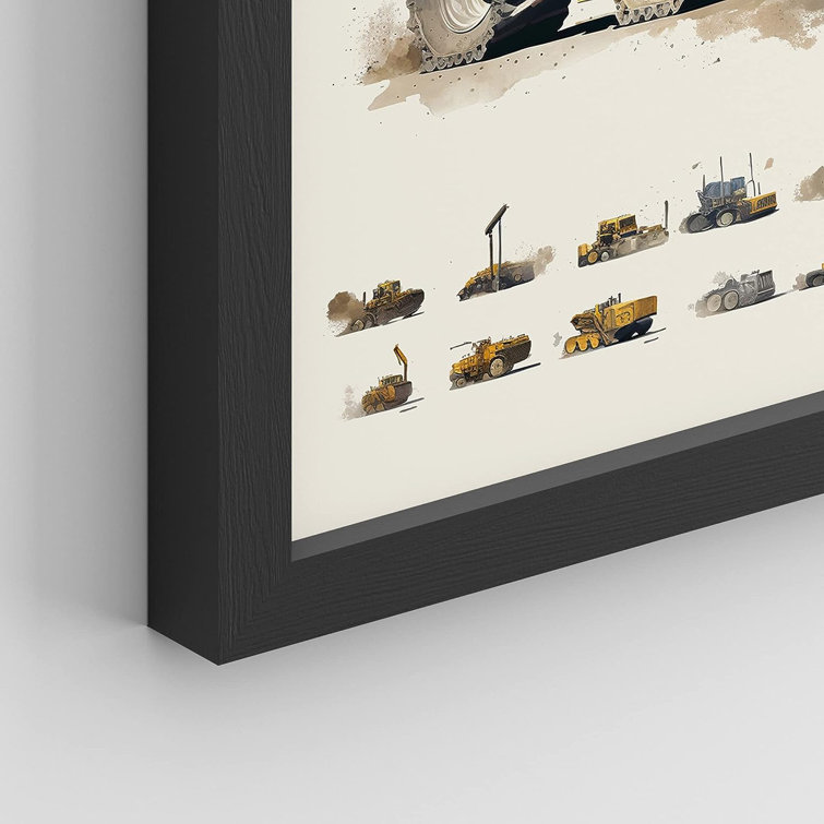 SIGNLEADER Kids Tractor Trailer Truck Collage Framed 4 Pieces Print ...