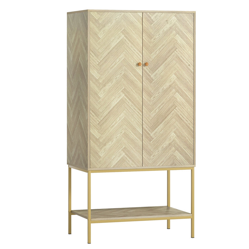 Mercer41 61"H Armoire Wardrobe Oak Armoire with open shelf | Wayfair