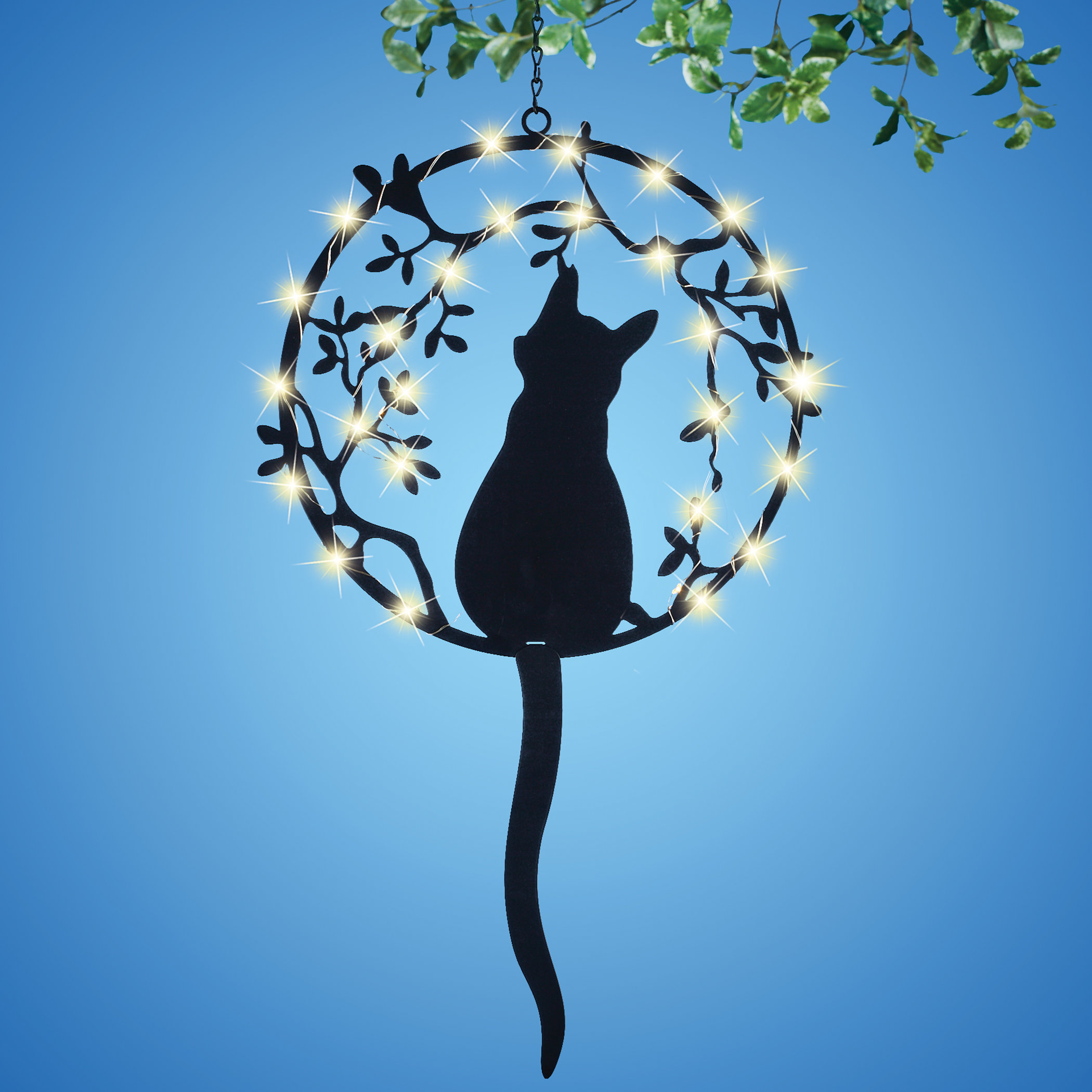 Arlmont & Co. Solar Powered Metal Cat Dangler Garden Mobile & Reviews ...