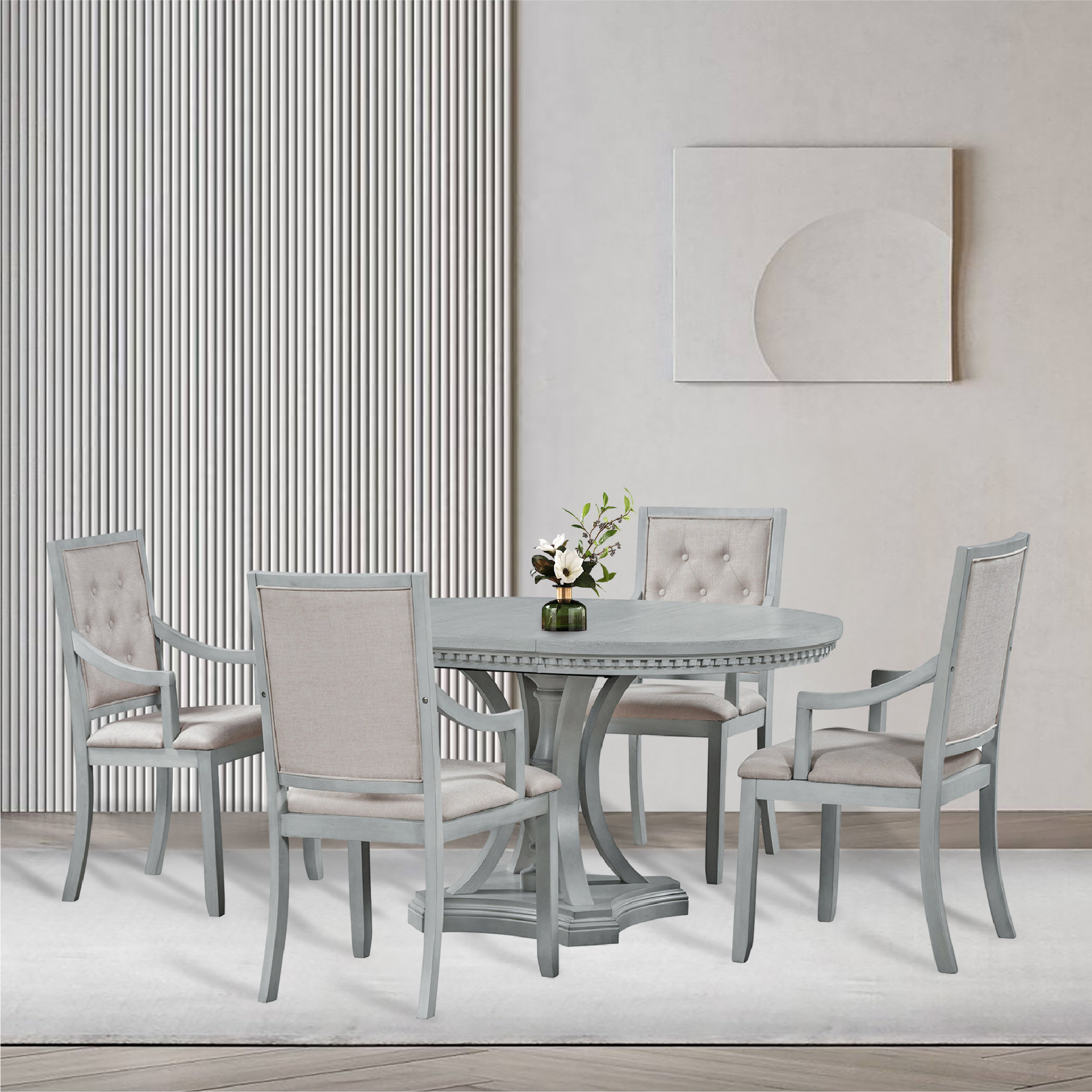 Darby Home Co Retro 5-Piece Dining Set Extendable Round Table And 4 ...