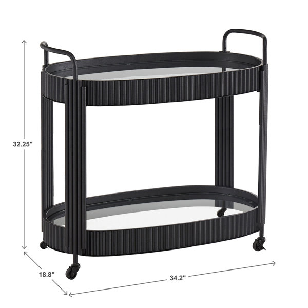 Hokku Designs Mcmullen Black Finish Metal Oval Bar Cart With Clear ...