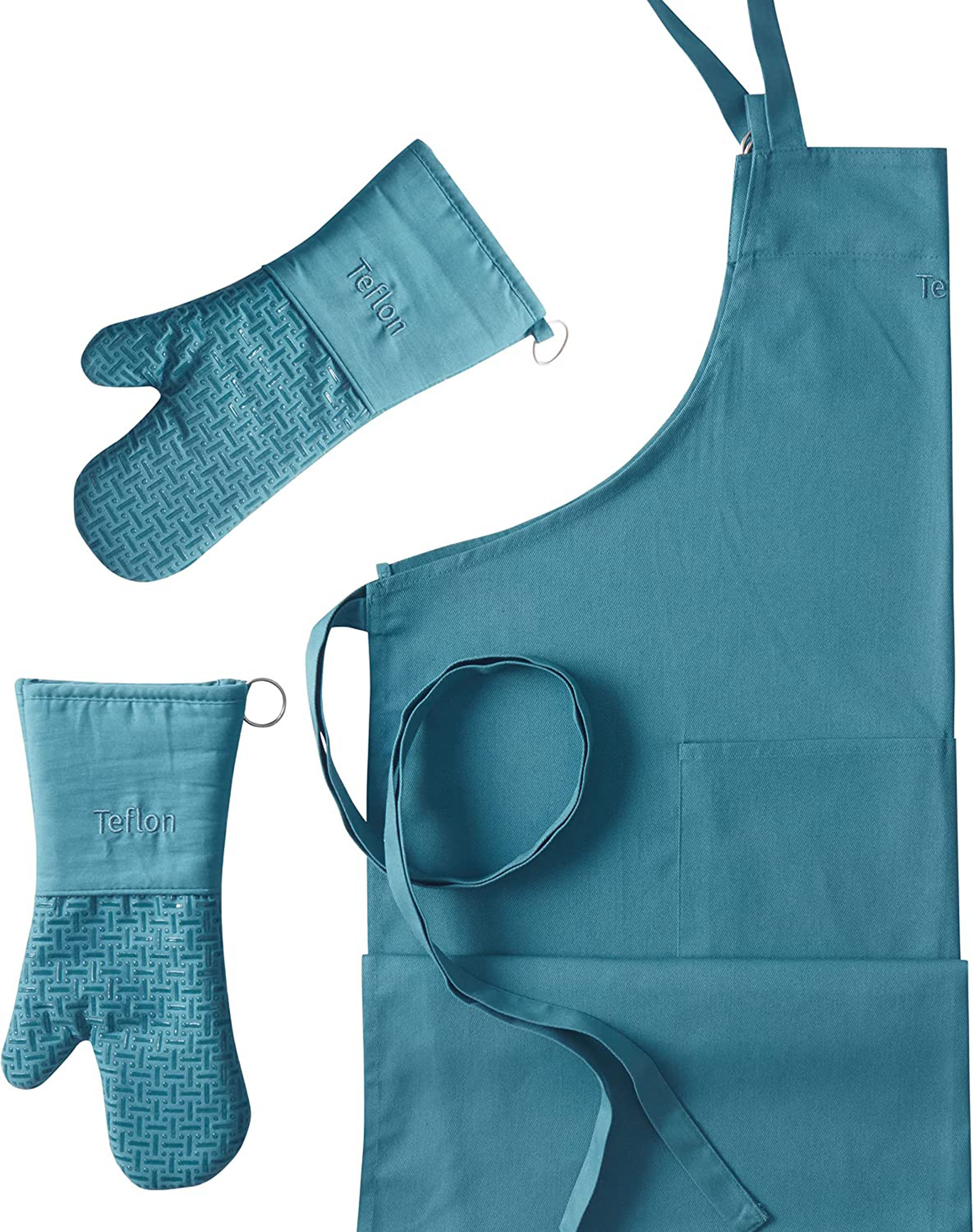 Teflon Polytetrafluoroethylene Apron And Oven Mitt Set, 3-Piece Gray ...