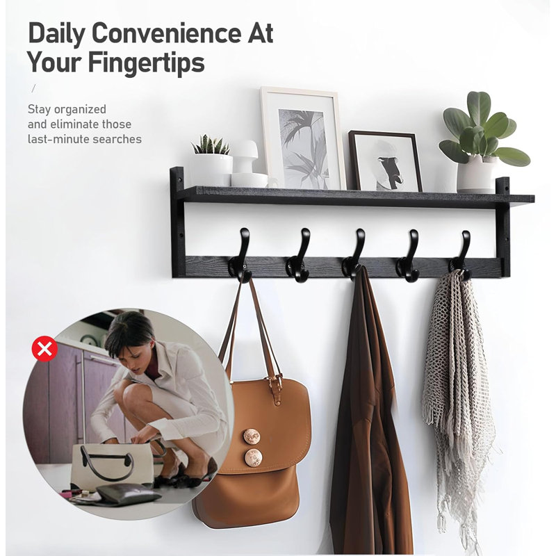 Gracie Oaks 5 - Hook Coat Rack | Wayfair