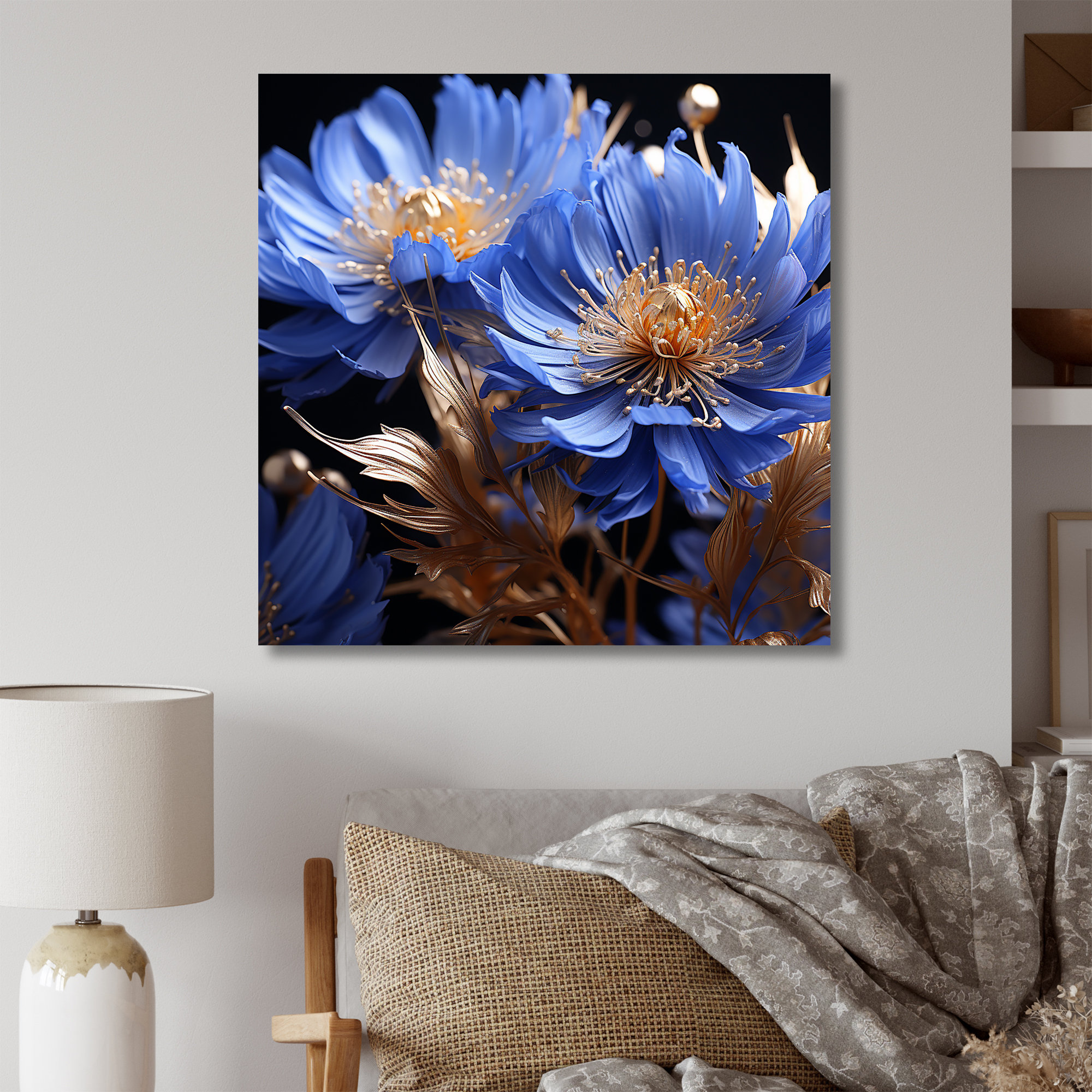 Ebern Designs Cornflowers Blue Tones Expression II On Canvas Print ...
