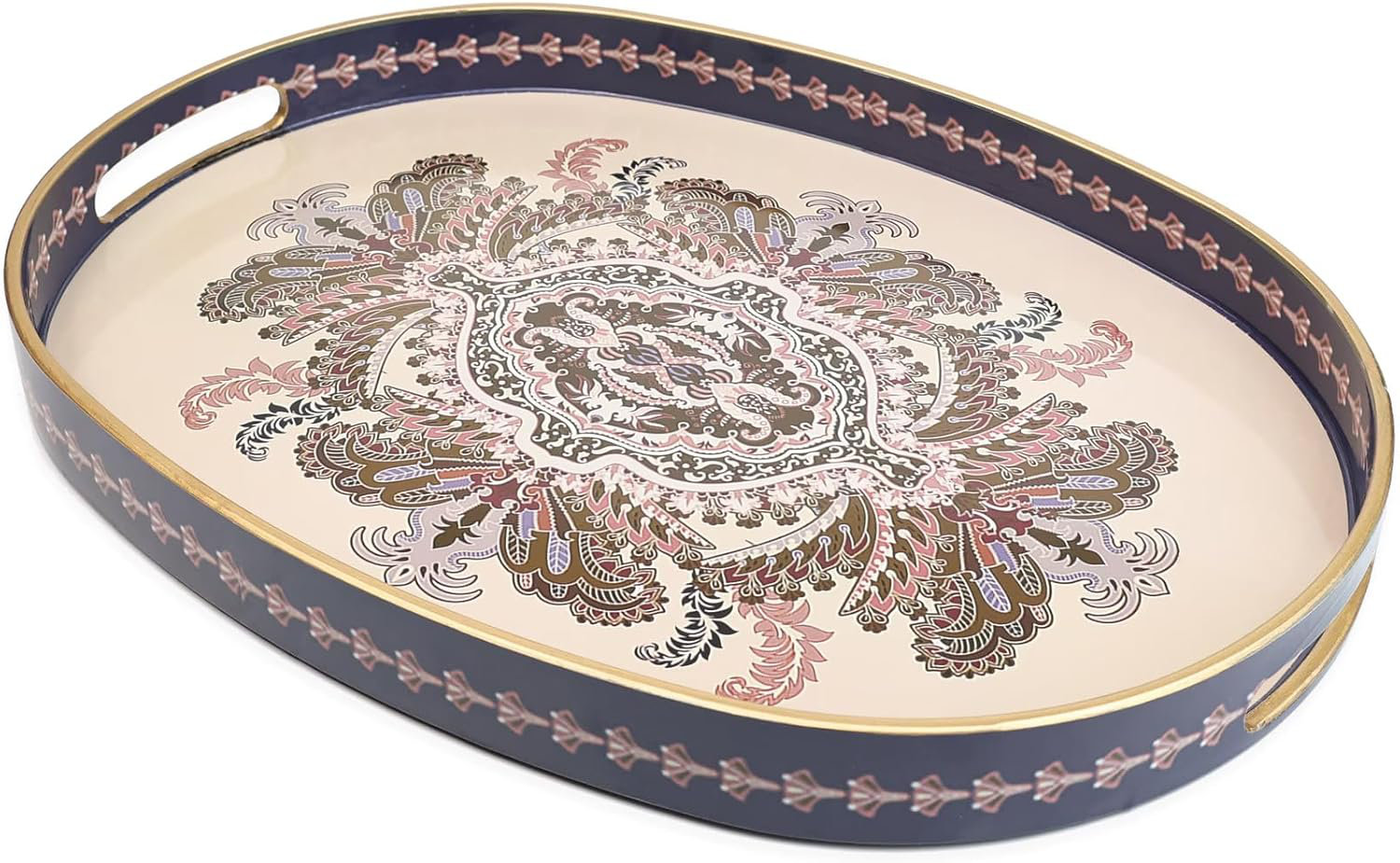 Bungalow Rose Plastic Serving Tray With Handles, Elegant Decorative ...