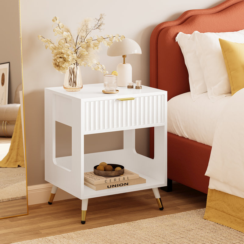 Mercer41 17.7'' × 15'' Night Stand With 1 Drawer & 1 Shelf, Wooden ...