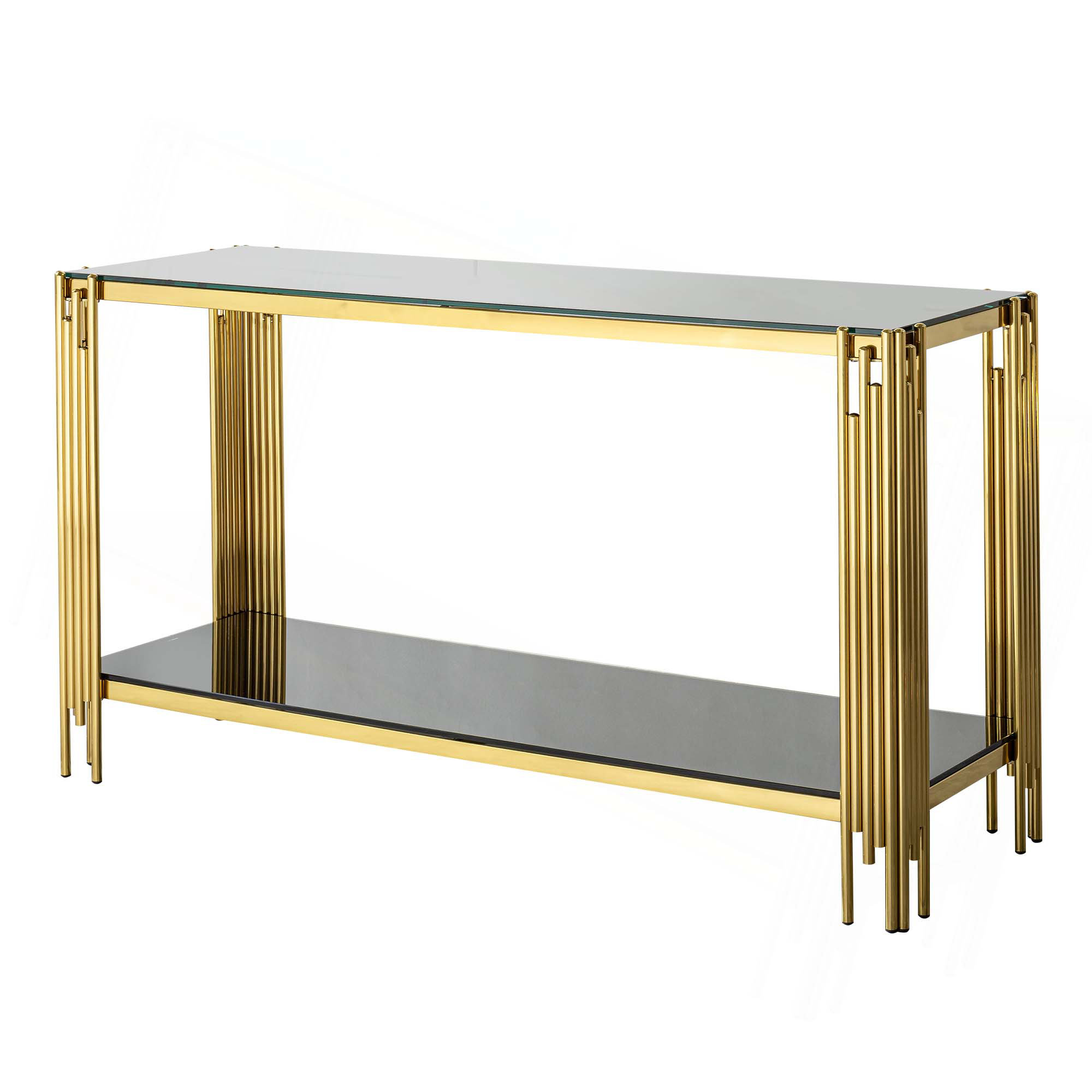 Brayden Studio® Top And Bottom Double Layer Tempered Glass Console ...