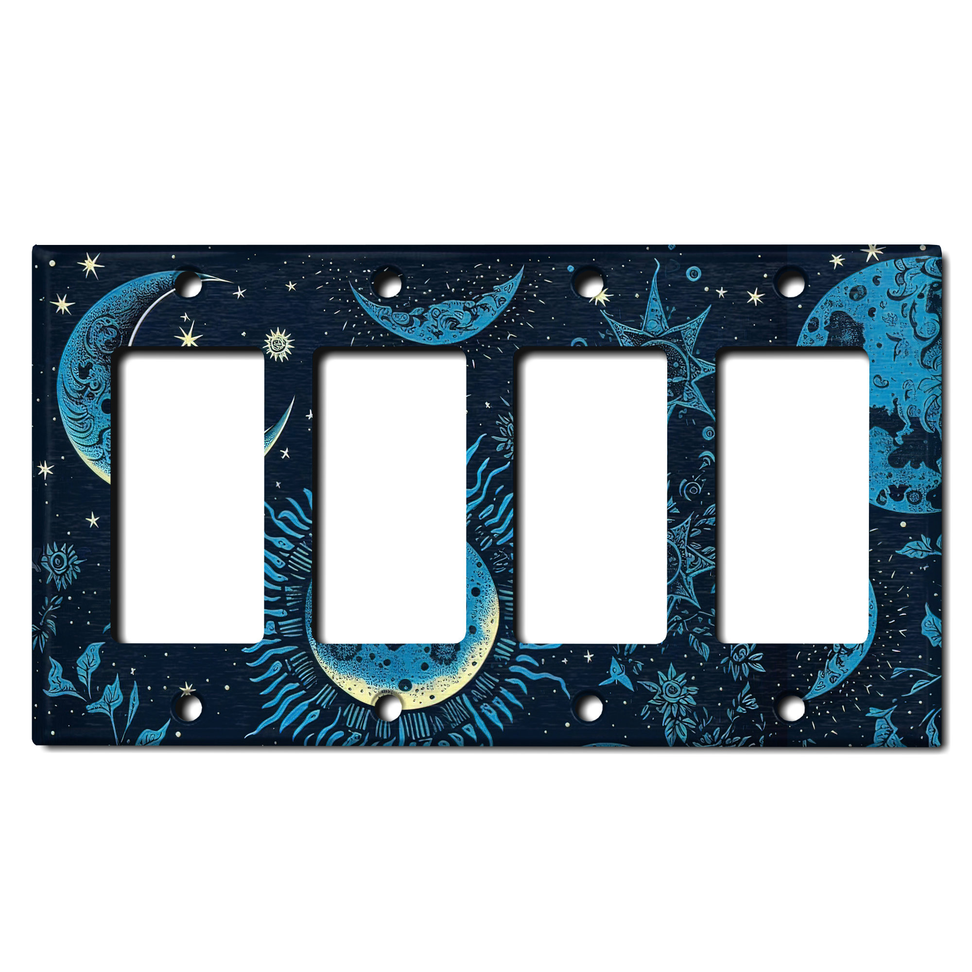 WorldAcc Astronomy Space Sun Star Moon 4-Gang Rocker Wall Plate | Wayfair
