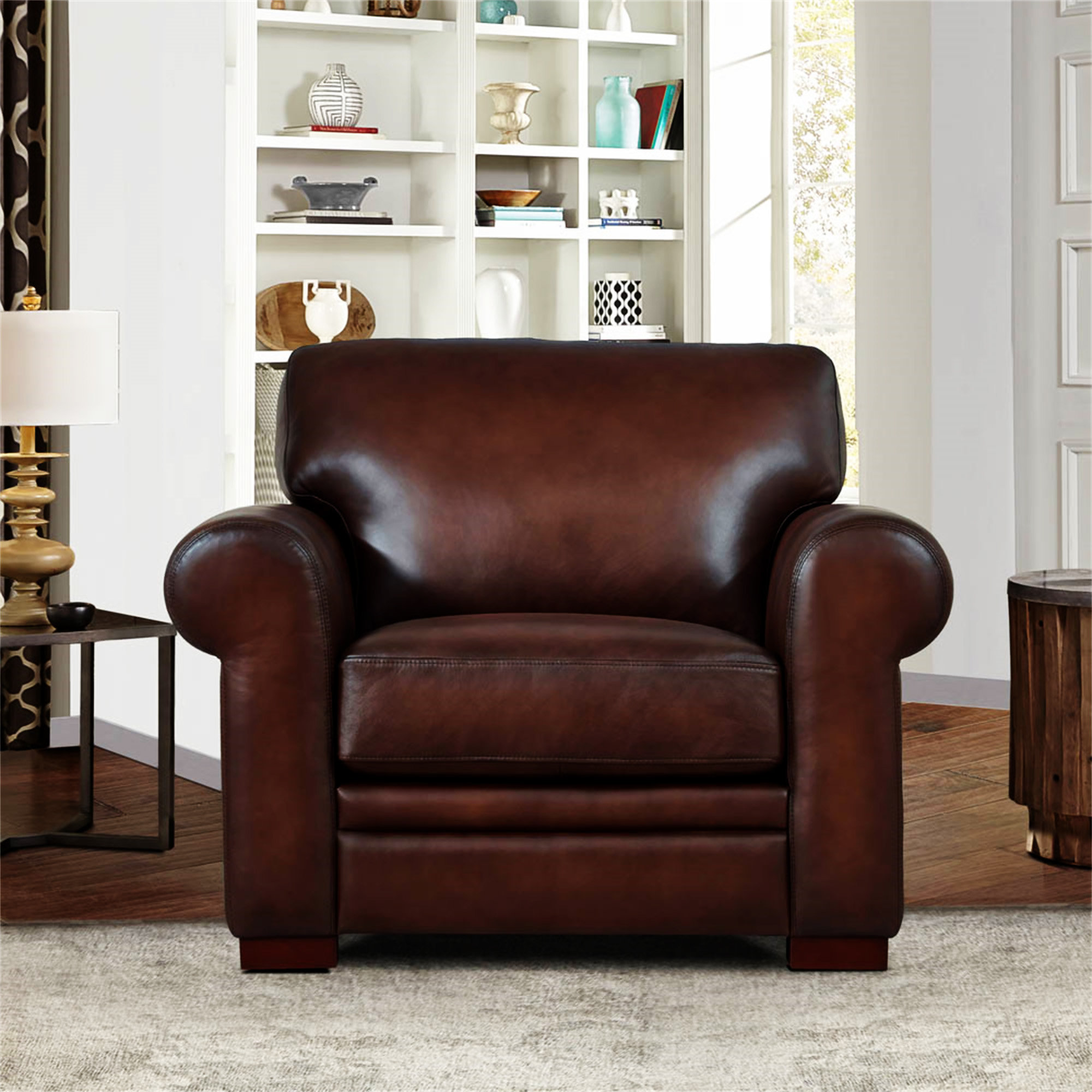 Canora Grey Brookfield Top Grain Leather Chair,Accent Chair,Living Room ...