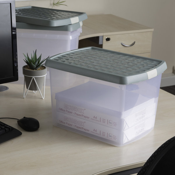 Wham Clip 21.5L Rectangular Plastic Storage Boxes with Secure Clip Lock ...