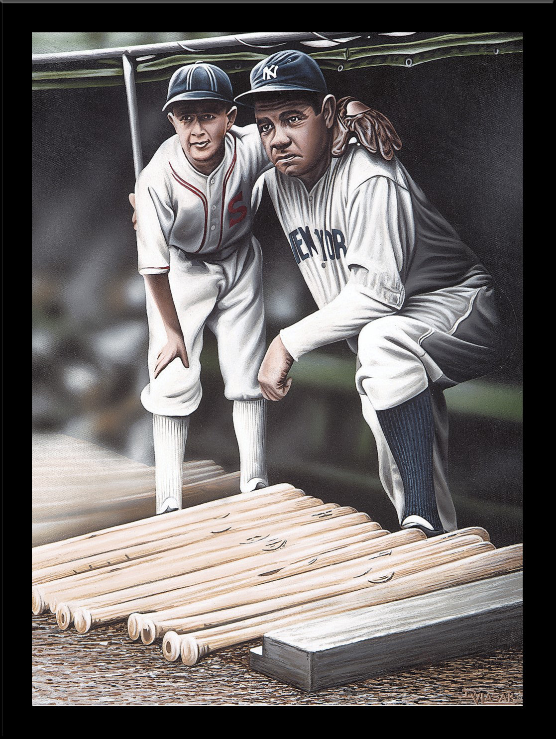 Buy Art For Less 'Babe Ruth and the Bat Boy' Print Poster by Darryl ...