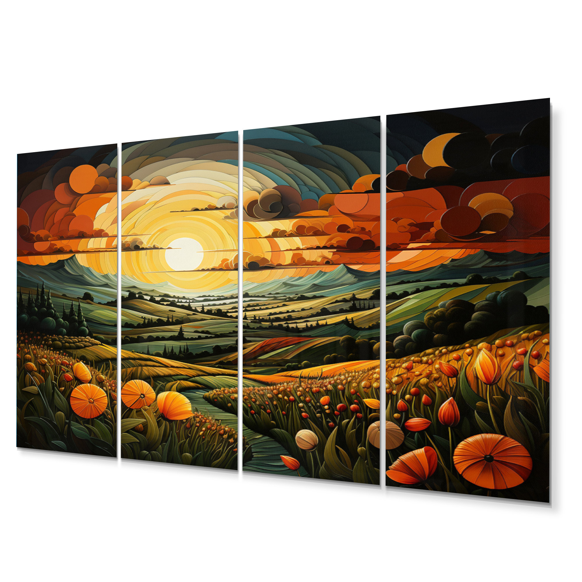 Design Art Countryside Geometric Plains I - Landscapes Metal Wall Decor ...