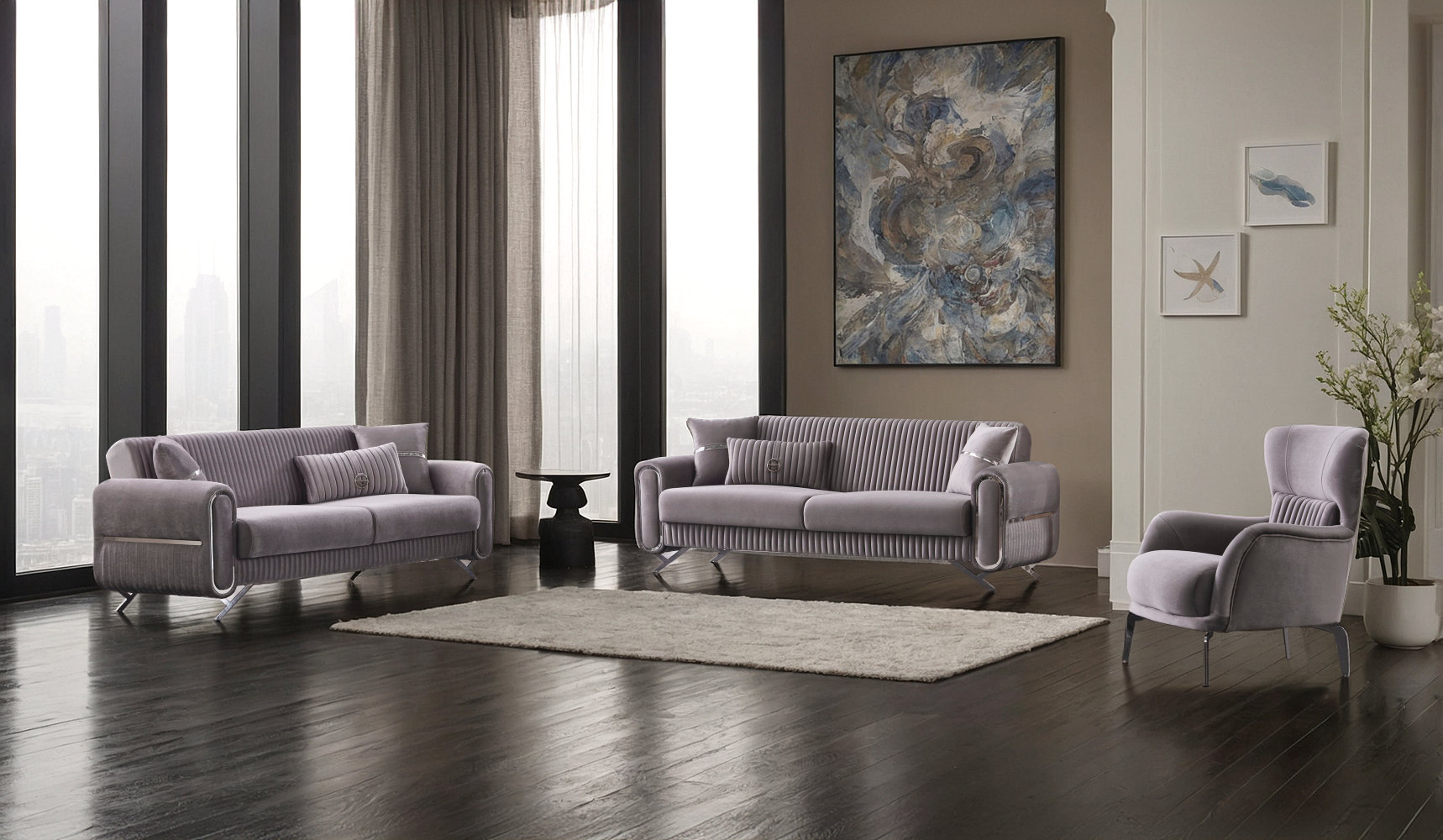 Everly Quinn Martavion 4 - Piece Velvet Living Room Set | Wayfair