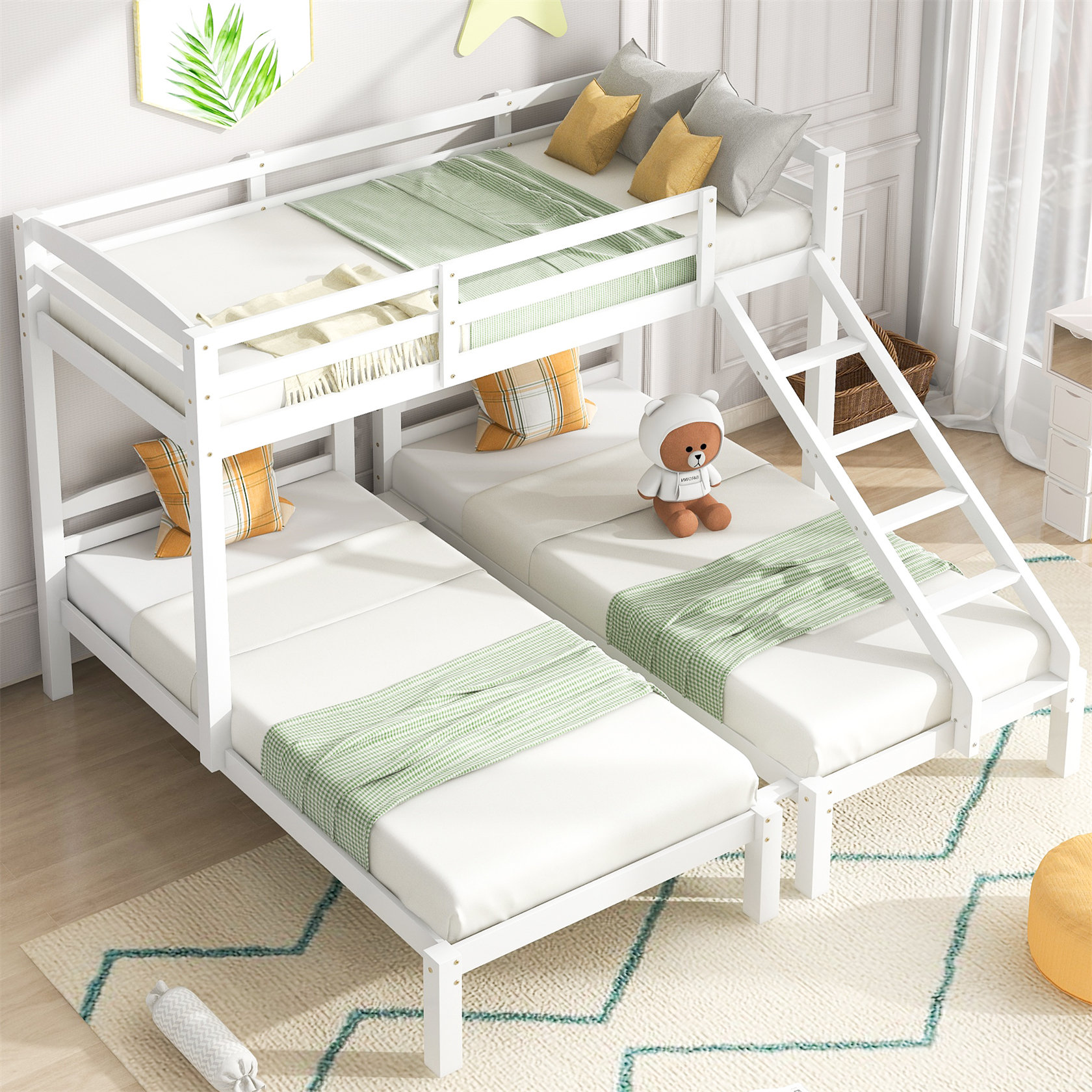 Harriet Bee Bunk Bed Triple Sleeper With Side Ladder | Wayfair.ie
