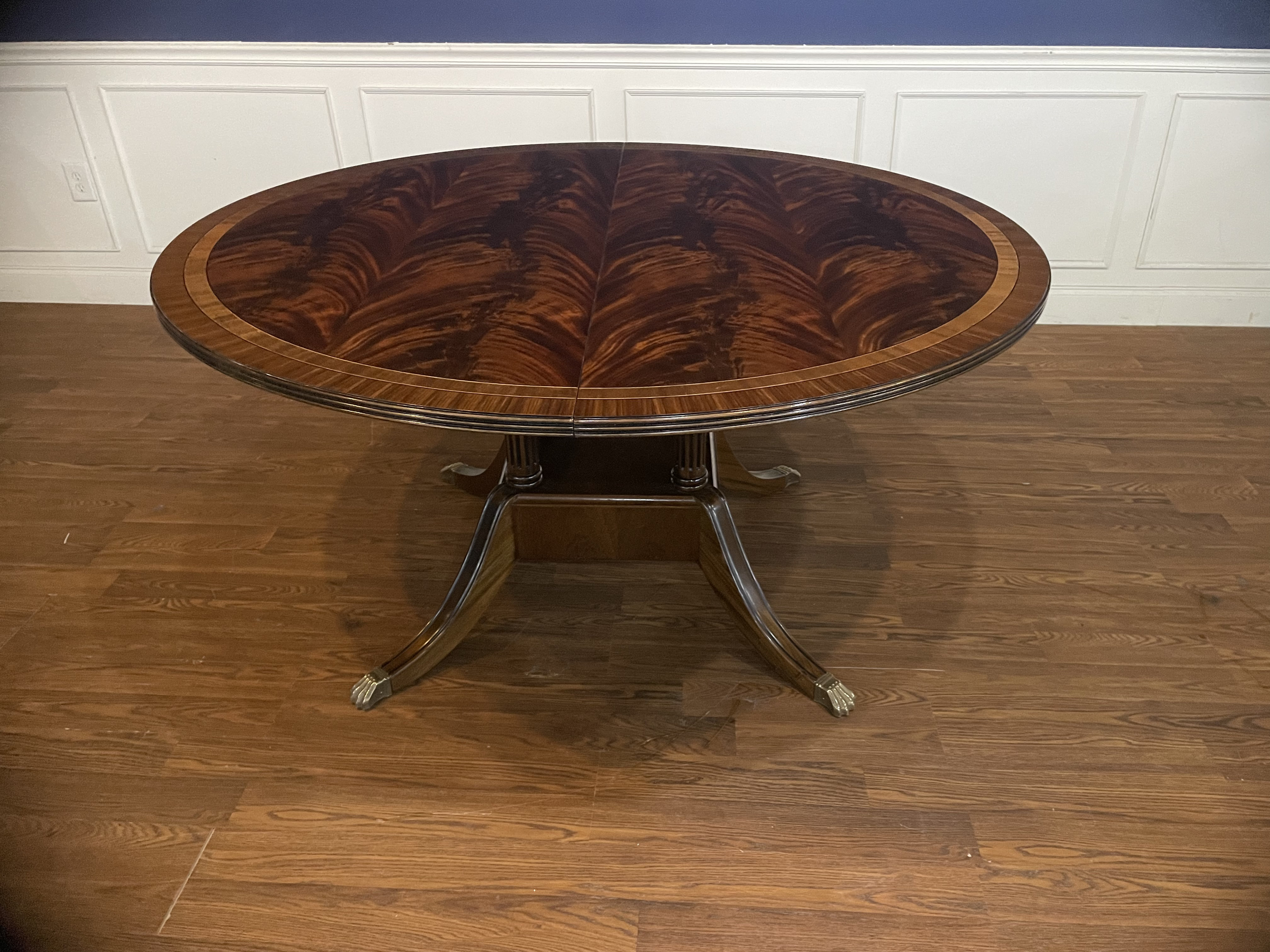 Leighton Hall Furniture 60" Round Banded Mahogany Dining Table | Wayfair
