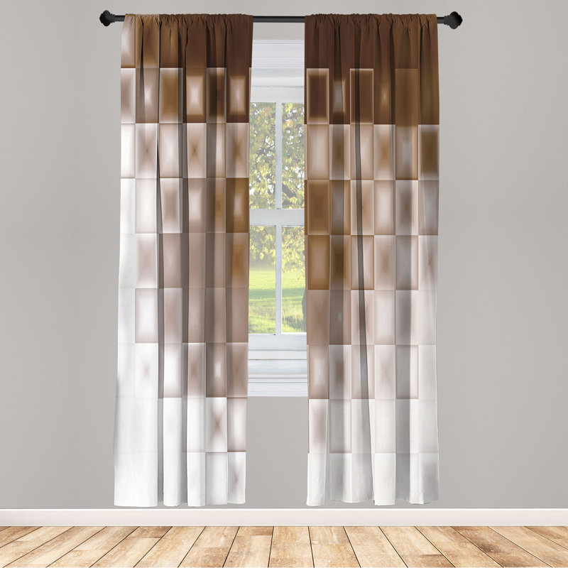 Wrought Studio™ Abstract Curtains, Modern Fractal Squares Art, Pair of ...