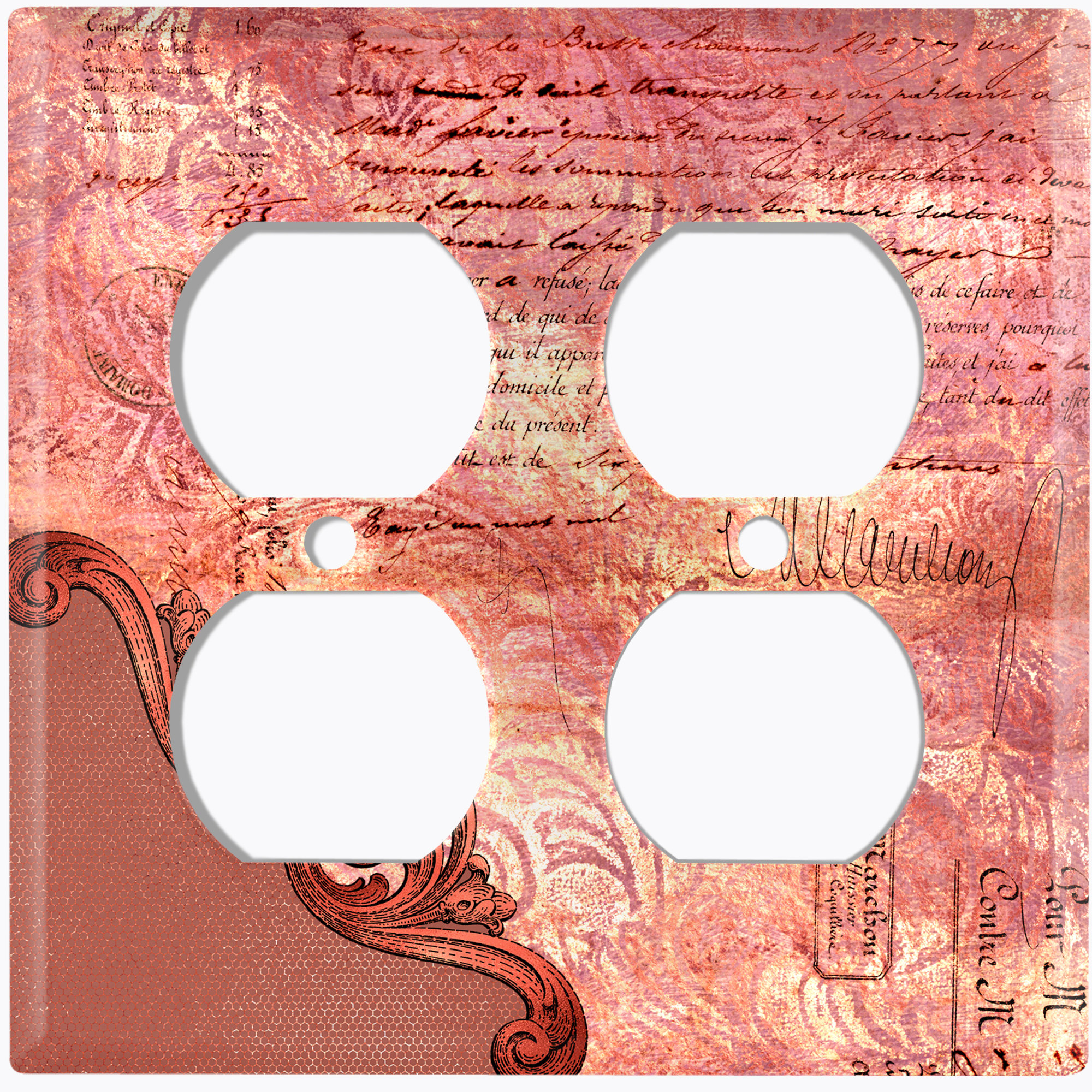 WorldAcc Metal Light Switch Plate Outlet Cover (Damask Letter Red Pink ...