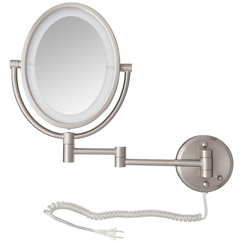 Charlton Home® Chou 8" x 10" Lighted Wall Mount Magnified Makeup Mirror ...