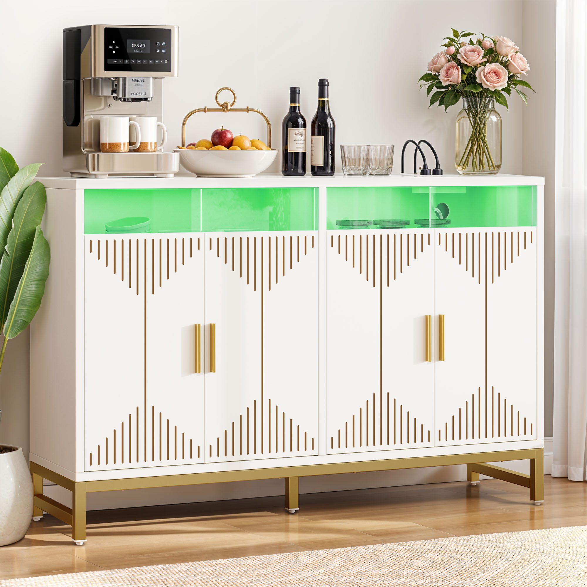 Mercer41 Brunke 47'' Sideboard Buffet With Power Outlet & LED Light ...