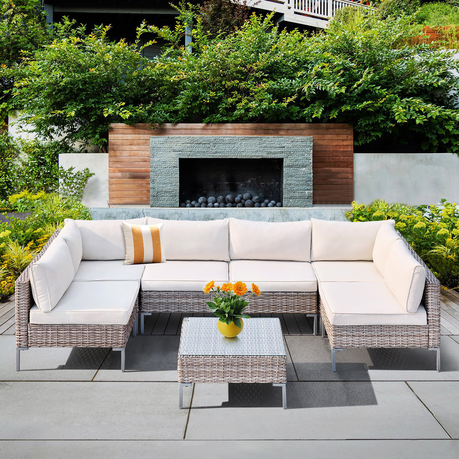 Latitude Run® Aldos 6 Person All-Weather Patio Furniture Set with Table ...