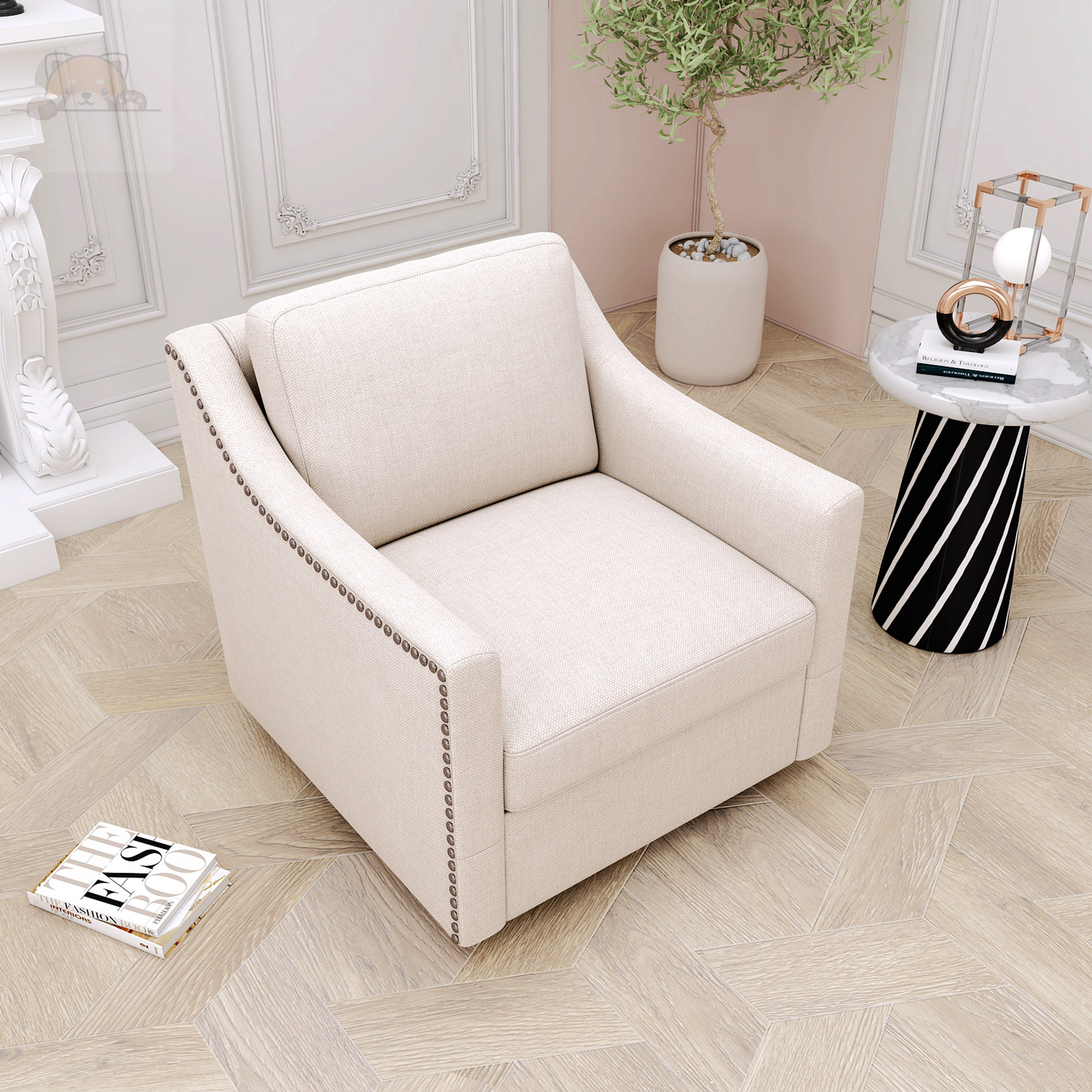 Lark Manor™ Adelinde 33.8'' Wide Swivel Armchair | Wayfair