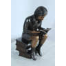 Red Barrel Studio® Bronze Girl Reading Statue on Book Stack Library ...