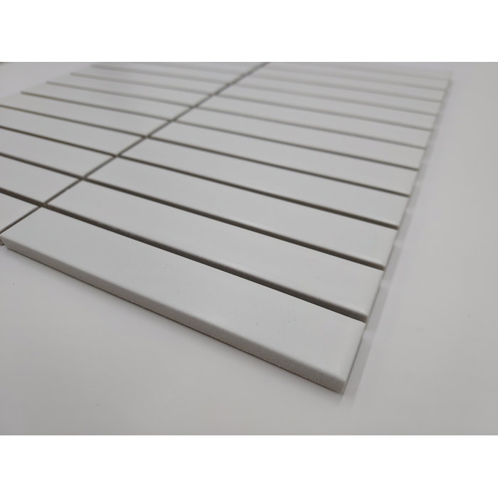 TheMosaicFactory 6" x 1" Straight Edge Porcelain Grid Mosaic Sheet Tile ...