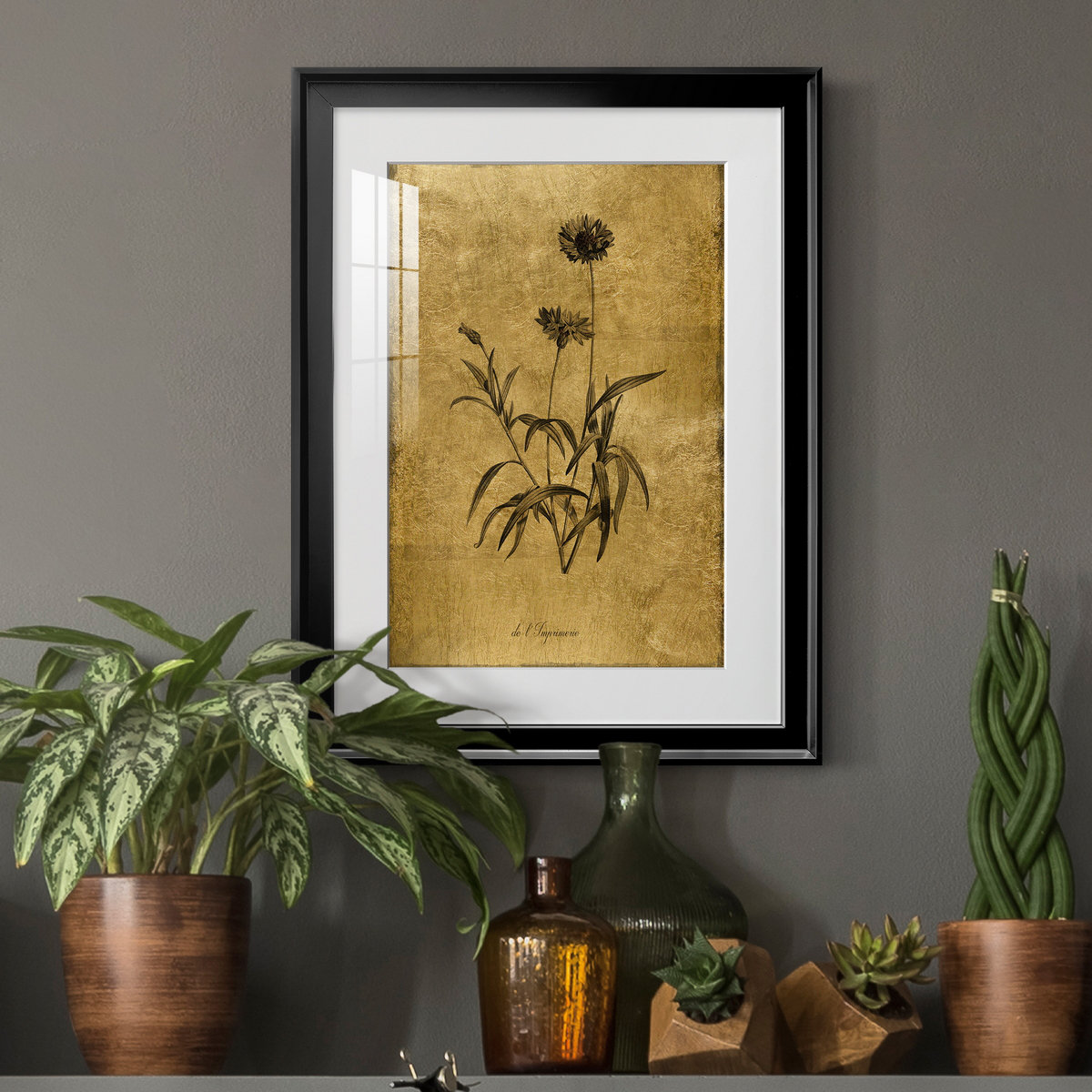 Lark Manor™ Gold Sketch Botanical I - Picture Frame Painting Print on ...
