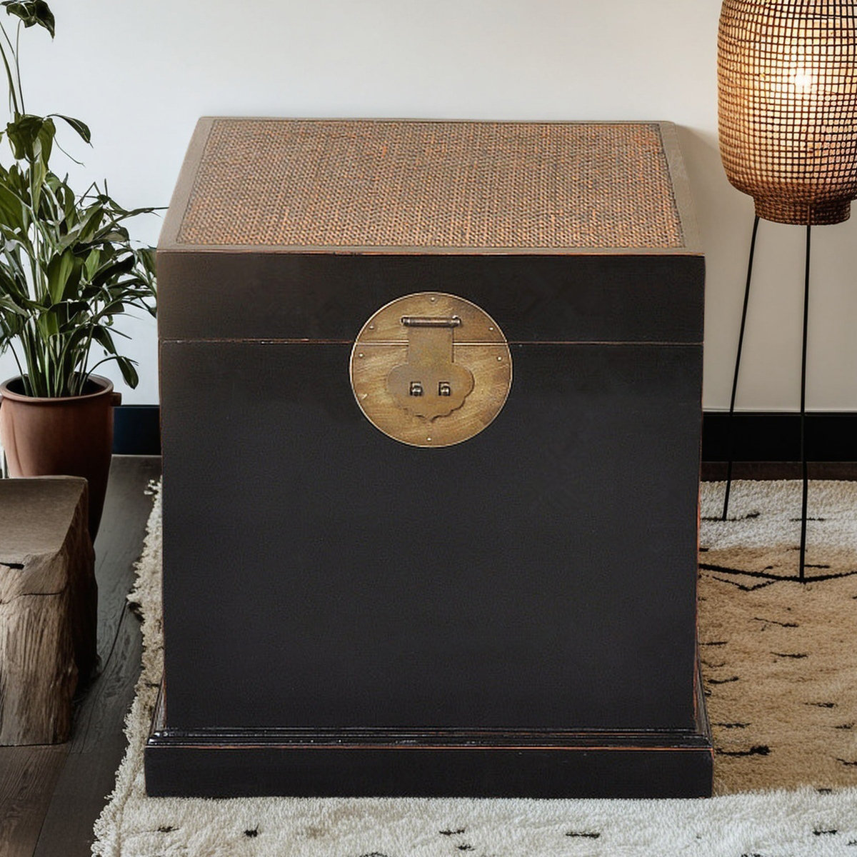 HUGESTO Traditional Black Solid Wood Small Accent Trunk - Wayfair Canada