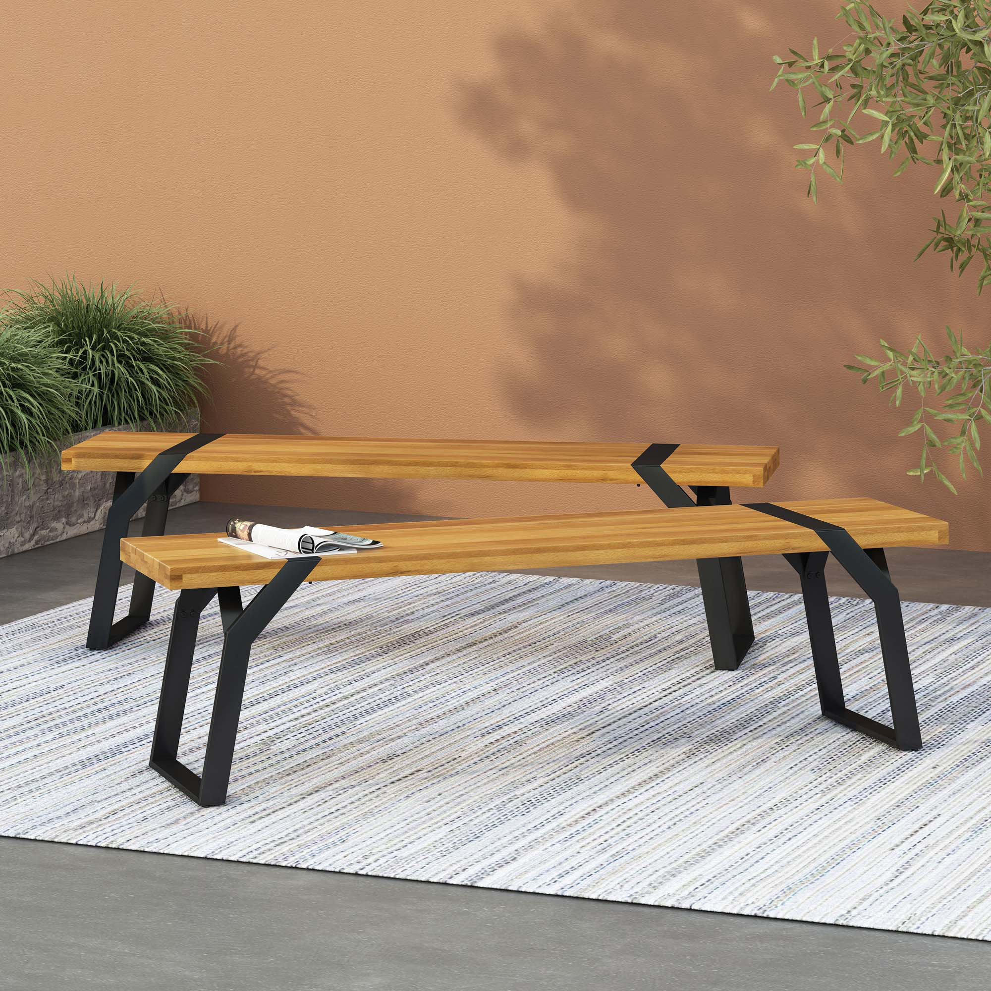 Latitude Run® Durable Wood Construction Bench For Patio, Garden, Or ...